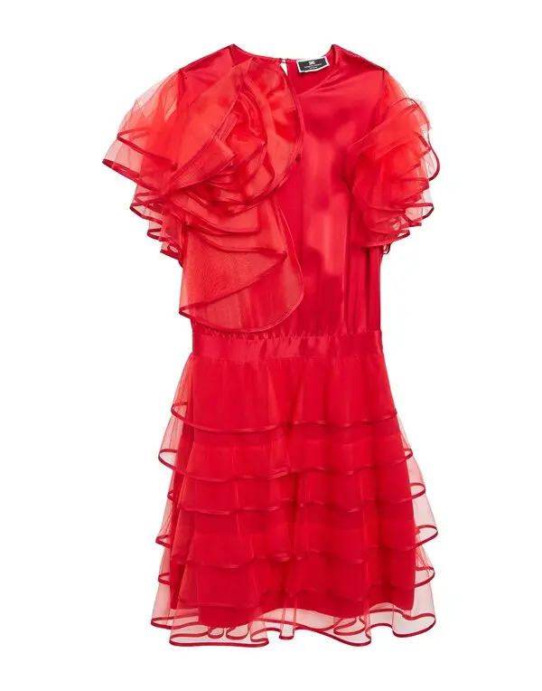 Elisabetta Franchi Mini Dress With Ruffles - Red
