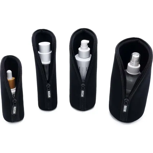 KUSSHI Set Of 4 Travel Bottle Protectors - Black