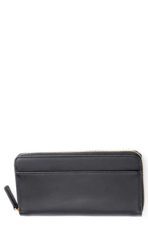 ROYCE NEW YORK Personalized Continental Rfid Leather Zip Wallet - Black - Deboss