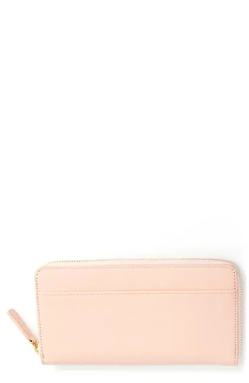 ROYCE NEW YORK Personalized Continental Rfid Leather Zip Wallet - Light Pink - Deboss
