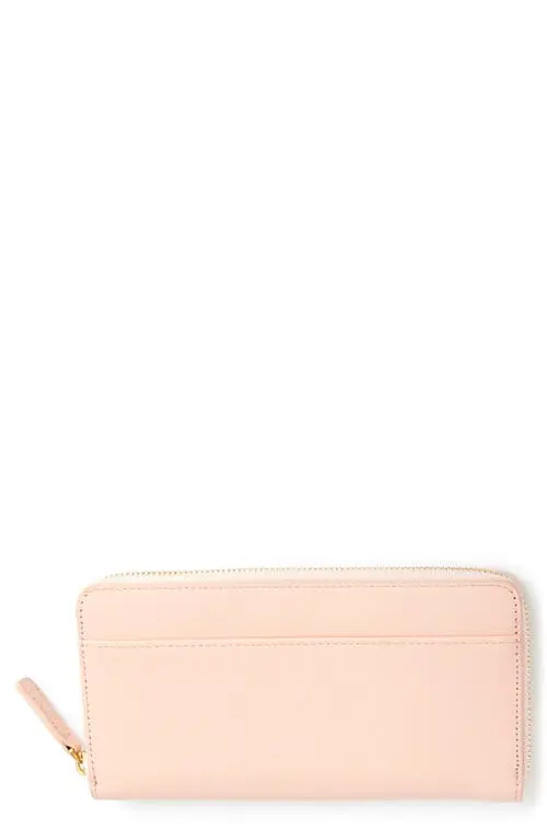 ROYCE NEW YORK Personalized Continental Rfid Leather Zip Wallet - Light Pink - Gold Foil