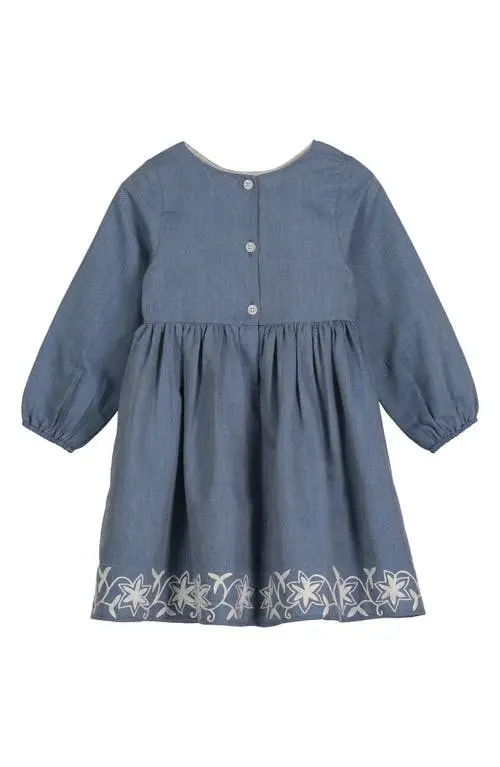 blue dress for baby girl Medium Wash Chambray Wrap Midi Dress - All Dresses main image 1