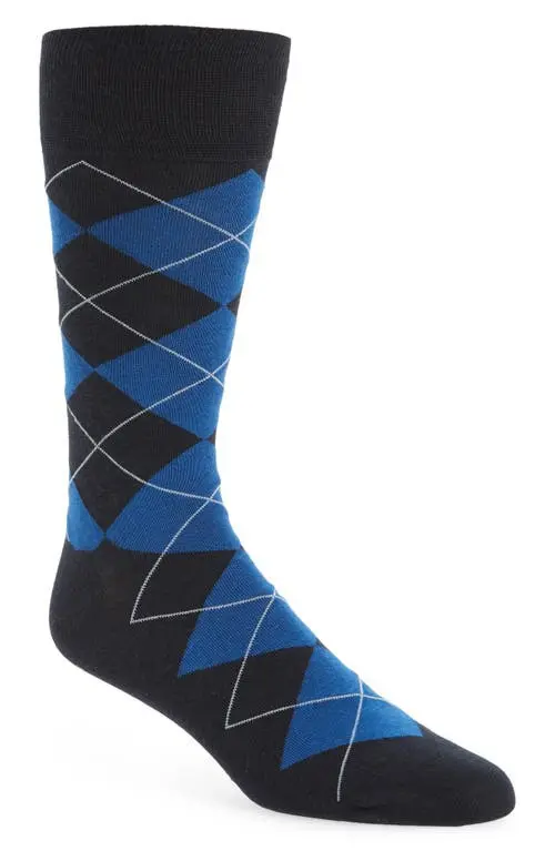 Cole Haan Argyle Crew Socks - Navy