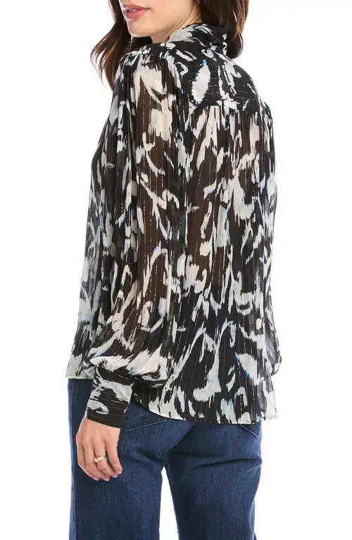 Fifteen Twenty Shirred Button-up Blouse - Print