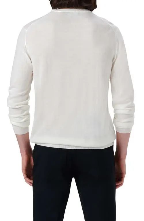 Bugatchi Merino Wool Crewneck Sweater - Chalk