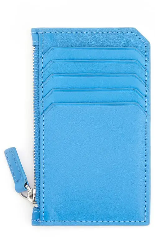 ROYCE NEW YORK Personalized Card Case - Light Blue- Silver Foil