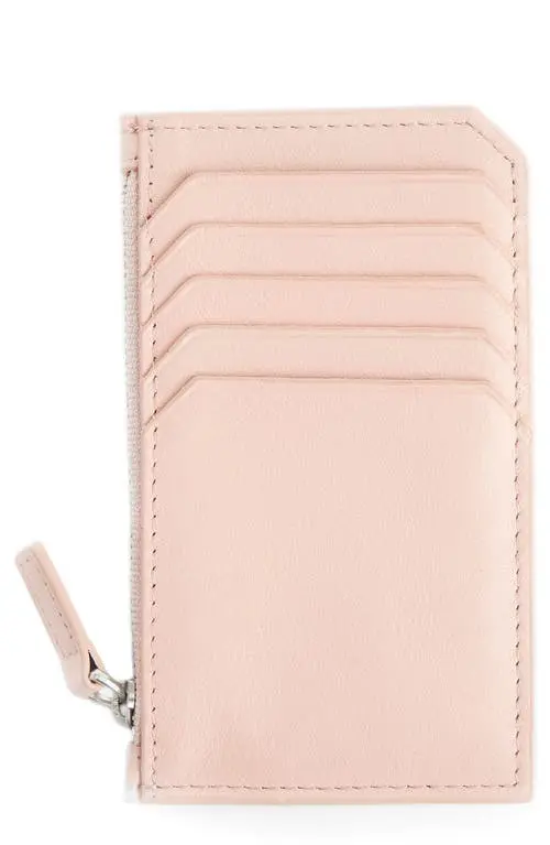 ROYCE NEW YORK Personalized Card Case - Light Pink- Silver Foil