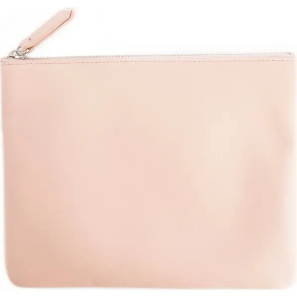 ROYCE NEW YORK Personalized Leather Travel Pouch - Light Pink- Silver Foil