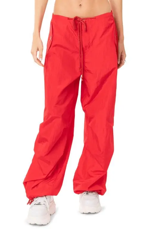 EDIKTED Rian Nylon Cargo Pants - Red