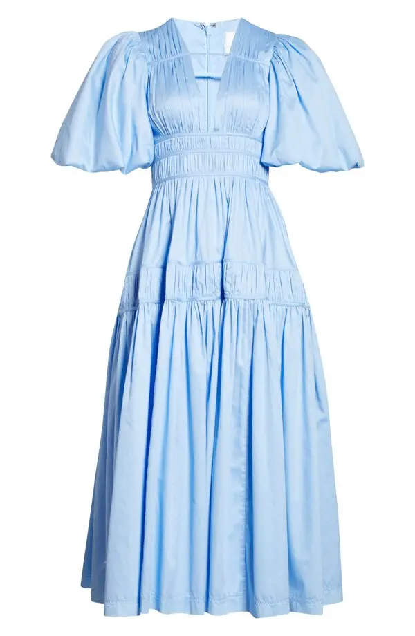 Aje Falling Water Puff Sleeve Cotton Midi Dress