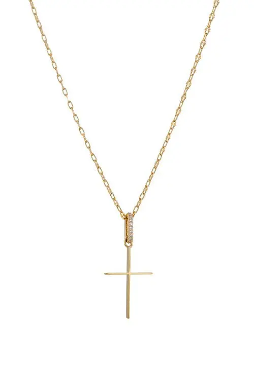 Nadri Cubic Zirconia Cross Pendant Necklace - Gold