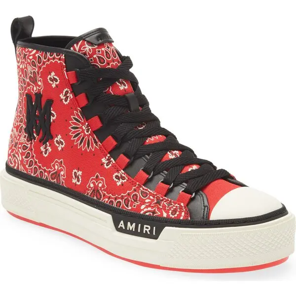 Amiri Bandana B-ball Print High Top Sneaker - Red