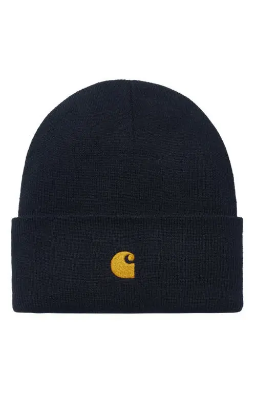 Carhartt Work In Progress Chase Beanie - Dark Navy/gold