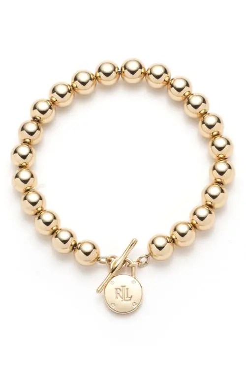 Ralph Lauren Padlock Beaded Toggle Bracelet - Gold