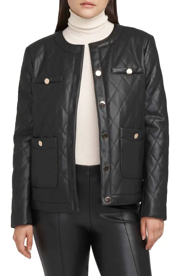Anne Klein Quilted Faux Leather Jacket