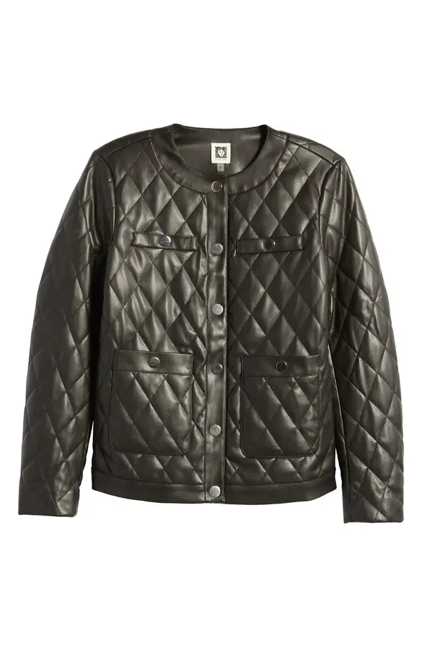 Anne Klein Quilted Faux Leather Jacket