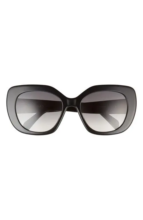 Celine Triomphe 55mm Rectangular Sunglasses - Shiny Black / Gradient Brown