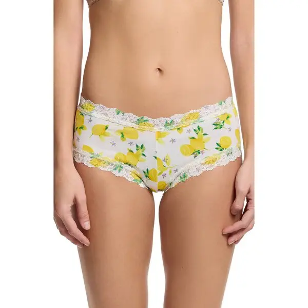 Hanky Panky Floral Print Supima® Cotton Boyshorts - Make Lemonade White