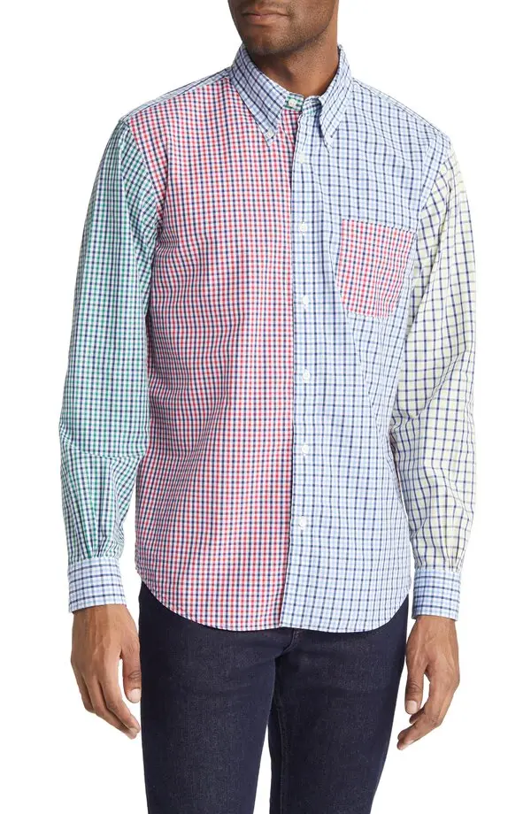 Brooks Brothers Friday Fun Colorblock Gingham Cotton Button-down Shirt