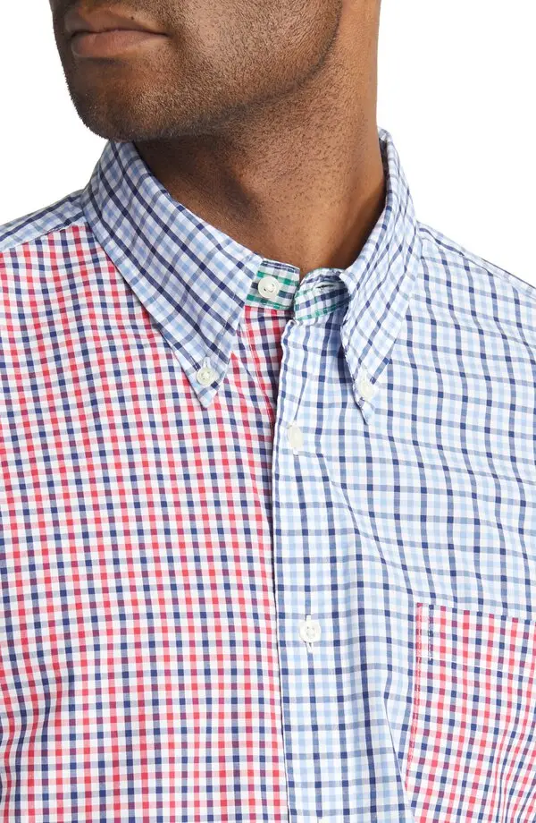 Brooks Brothers Friday Fun Colorblock Gingham Cotton Button-down Shirt