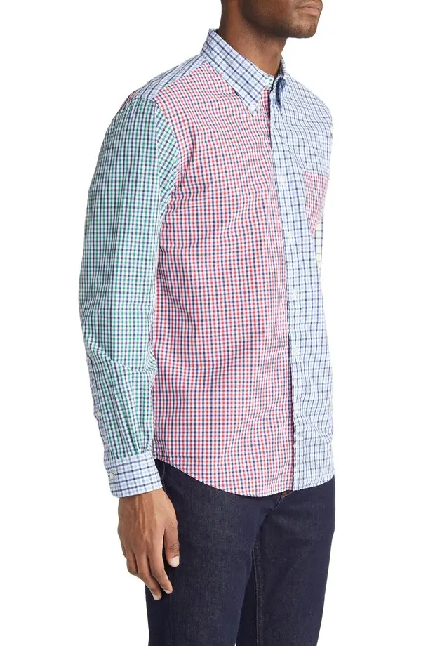 Brooks Brothers Friday Fun Colorblock Gingham Cotton Button-down Shirt