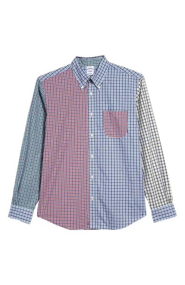 Brooks Brothers Friday Fun Colorblock Gingham Cotton Button-down Shirt