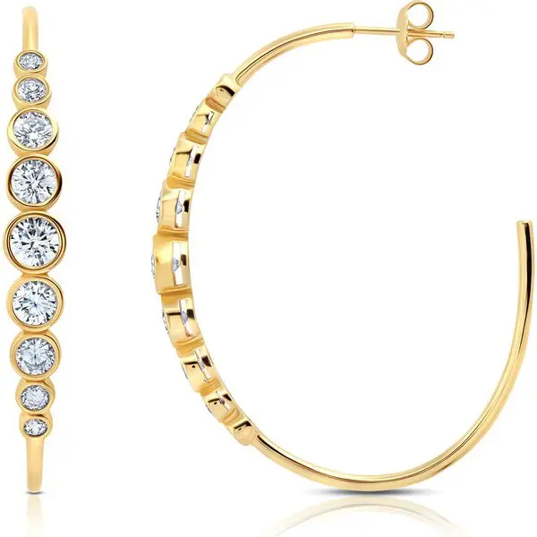 CRISLU Cubic Zirconia Hoop Earrings - Gold