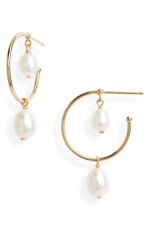 POPPY FINCH Double Pearl Hoop Earrings - 14kyg