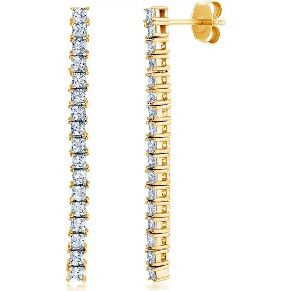 CRISLU Cubic Zirconia Drop Earrings - Gold