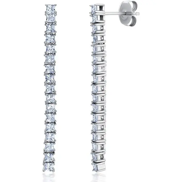 CRISLU Cubic Zirconia Drop Earrings - Platinum