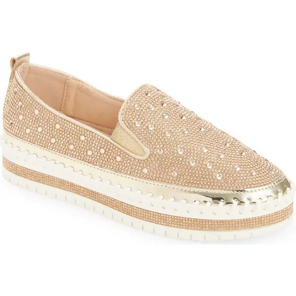 AZALEA WANG Rhinestone Sneakers - Rose Gold