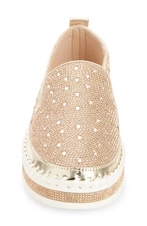 AZALEA WANG Rhinestone Sneakers - Rose Gold