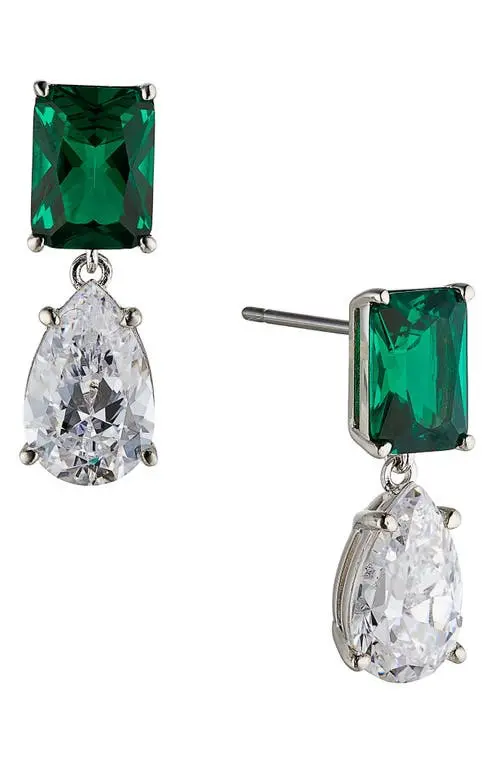 Nadri Shine On Cubic Zirconia Drop Earrings - Green