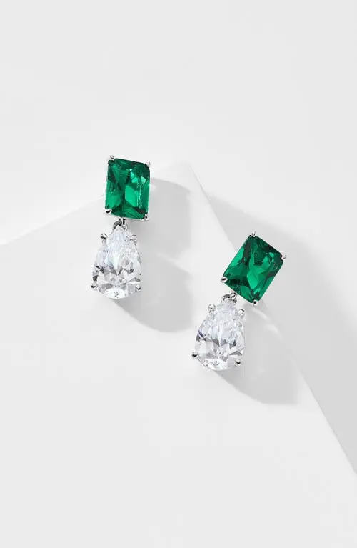 Nadri Shine On Cubic Zirconia Drop Earrings - Green