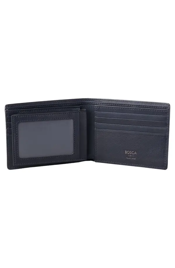 Bosca Id Flap Bifold Wallet - Blue/ Black