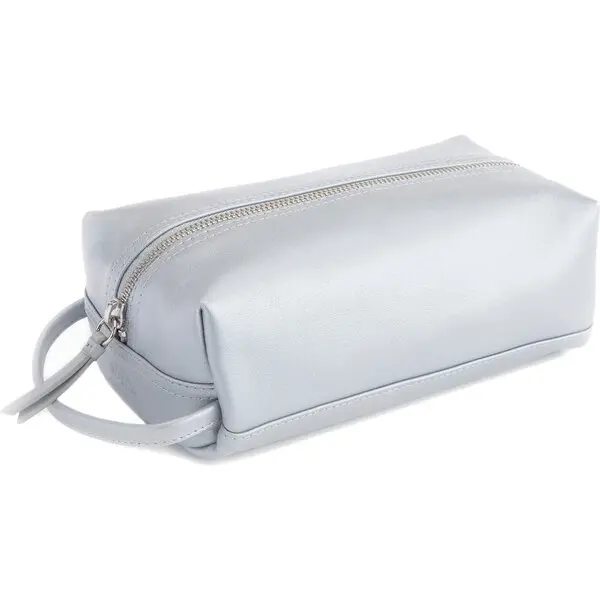 ROYCE NEW YORK Personalized Leather Toiletry Bag - Silvereboss