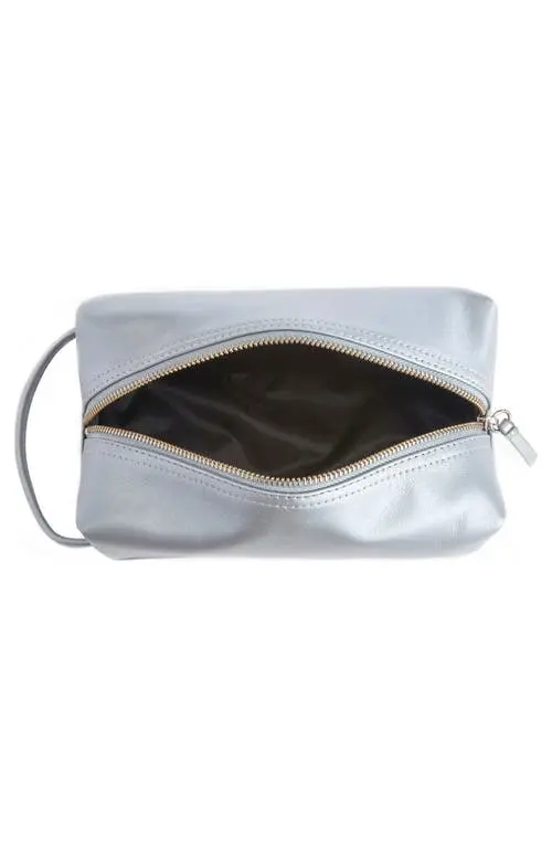 ROYCE NEW YORK Personalized Leather Toiletry Bag - Silvereboss