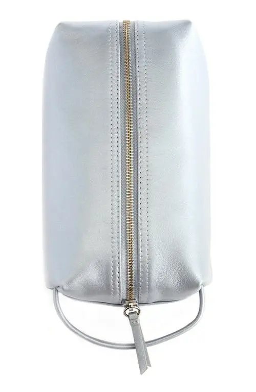 ROYCE NEW YORK Personalized Leather Toiletry Bag - Silvereboss