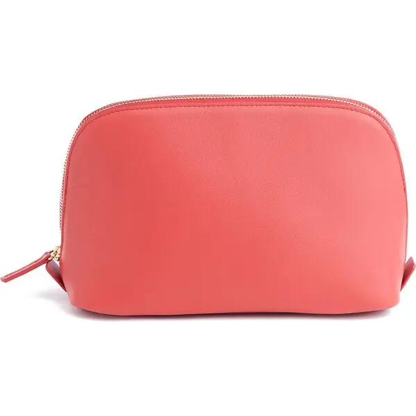 ROYCE NEW YORK Personalized Leather Cosmetic Bag - Red - Deboss