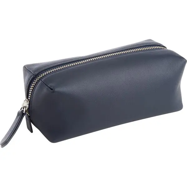 ROYCE NEW YORK Personalized Leather Utility Bag - Navy Blue - Deboss