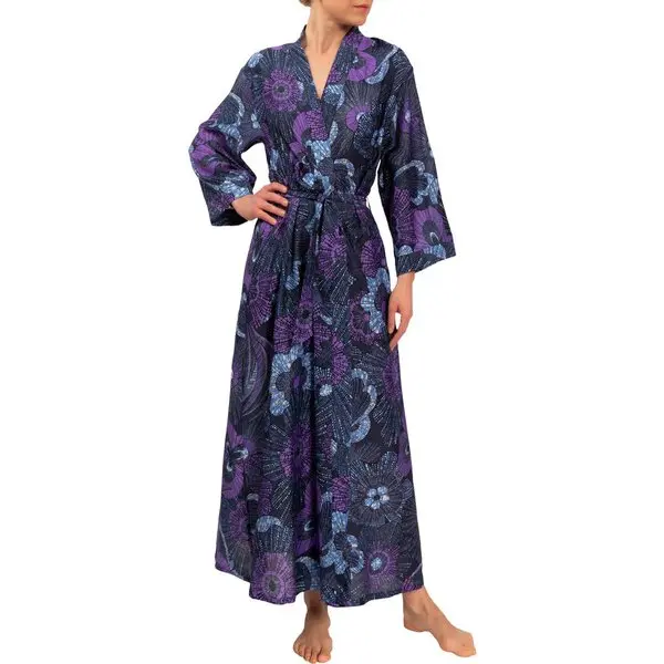 EVERYDAY RITUAL Colette Cotton Robe - Midnight Garden