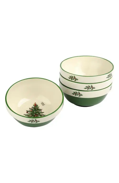 SPODE Set Of 4 Christmas Tree Bowls - Green