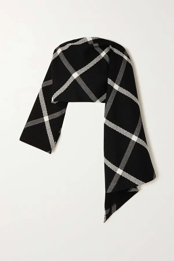 Alaïa Checked Ribbed Wool-blend Cape