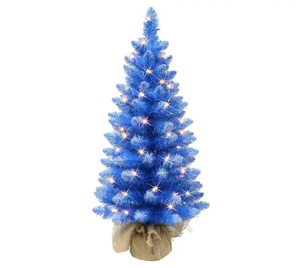 PULEO INTERNATIONAL Puleo 3 Ft Pre-lit Fashion Blue Tree, 97 Tips, Ul Clear - One-color