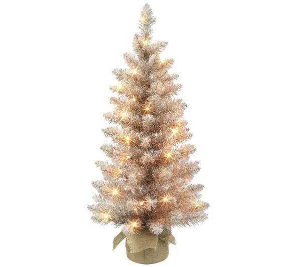 PULEO INTERNATIONAL Puleo 3 Ft Pre-lit Rose Gold Tree, 97 Tips, 50 Clear - One-color