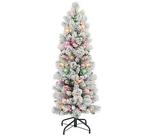 PULEO INTERNATIONAL Puleo 4.5' Flocked Portland Pine Pencil Tree Wi Th 195 Tips - One-color