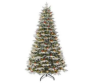 PULEO INTERNATIONAL Puleo 9' Prelit Flocked Halifax Fir Tree, 900 U Clear - One-color