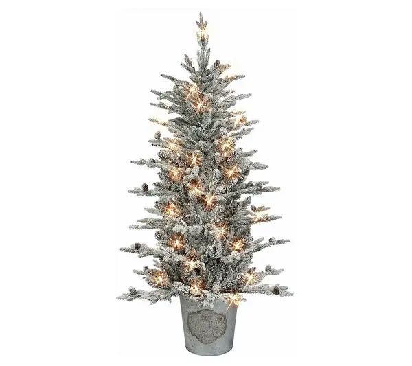 PULEO INTERNATIONAL Puleo 4.5' Prelit Pe/pvc Flocked Tree - One-color