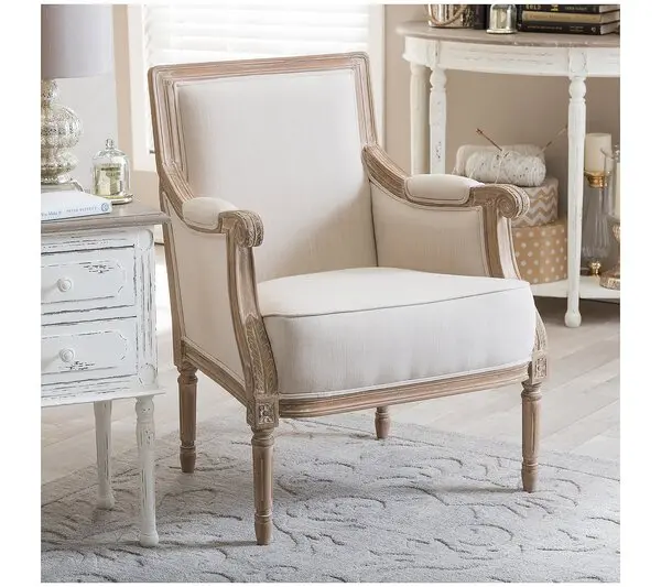 BAXTON STUDIO Chavanon Linen Traditional French Accent Chair - One-color