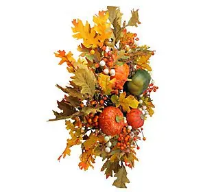 NORTHLIGHT Fall Pine Cones And Pumpkins Thanksg Iving Wreath